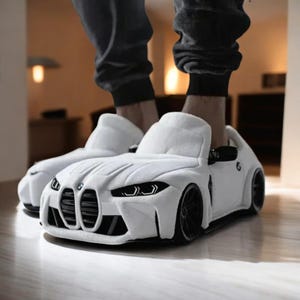 BMW Car Plush Slippers Fun Vehicle Shape Stuffed Shoes for Women and ...