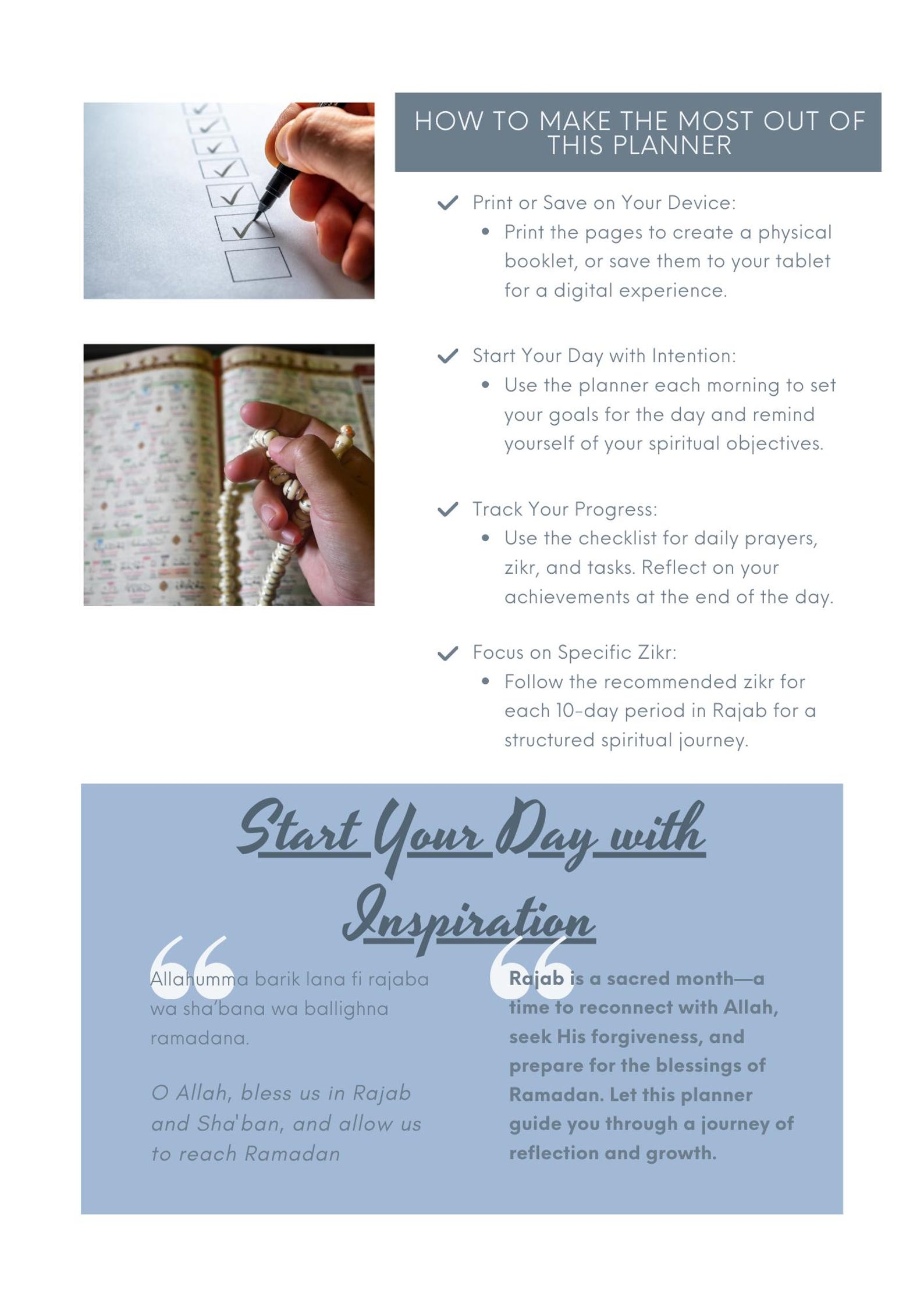 Month of Rajab Spiritual Planner | 31-day Islamic Printable PDF | Daily ...