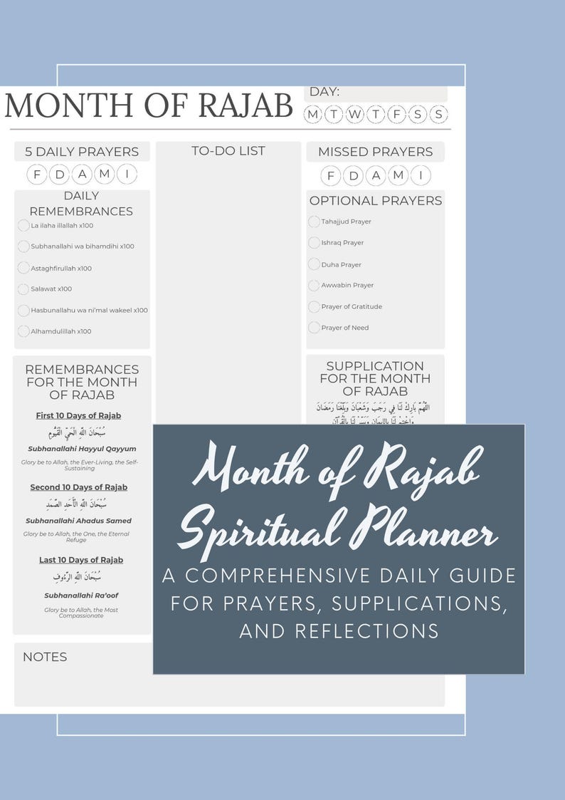 Month of Rajab Spiritual Planner | 31-day Islamic Printable PDF | Daily ...