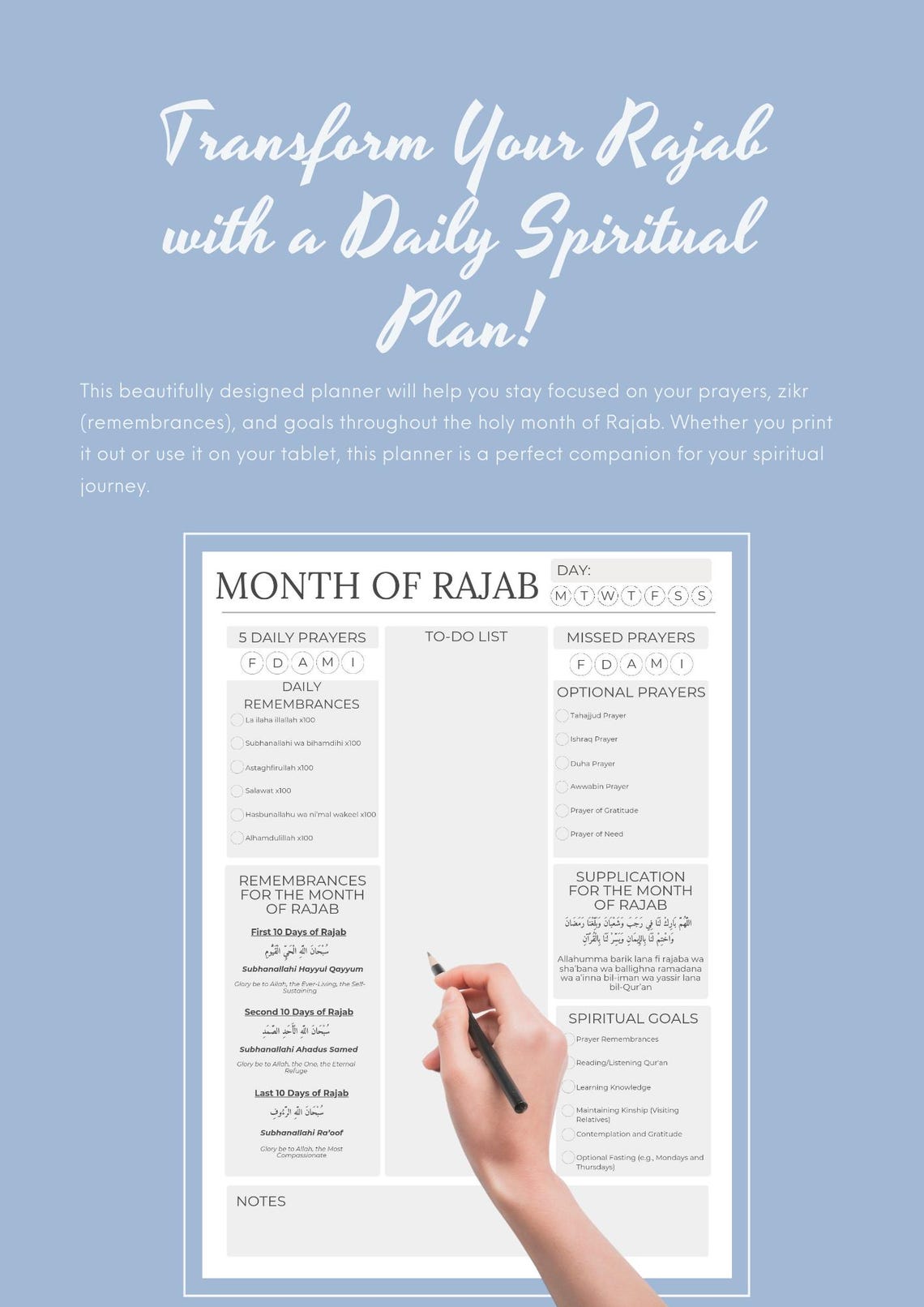 Month of Rajab Spiritual Planner | 31-day Islamic Printable PDF | Daily ...