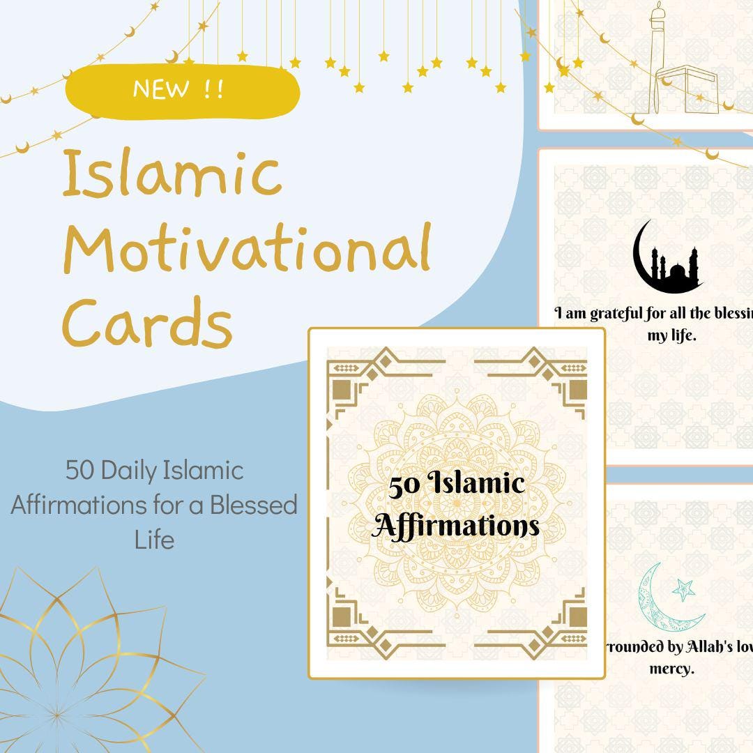 50 Islamic Affirmation Cards Printable Islamic Quotes PDF Motivational ...