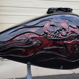 Harley 3D Skull and Flames Touring Tank - Etsy