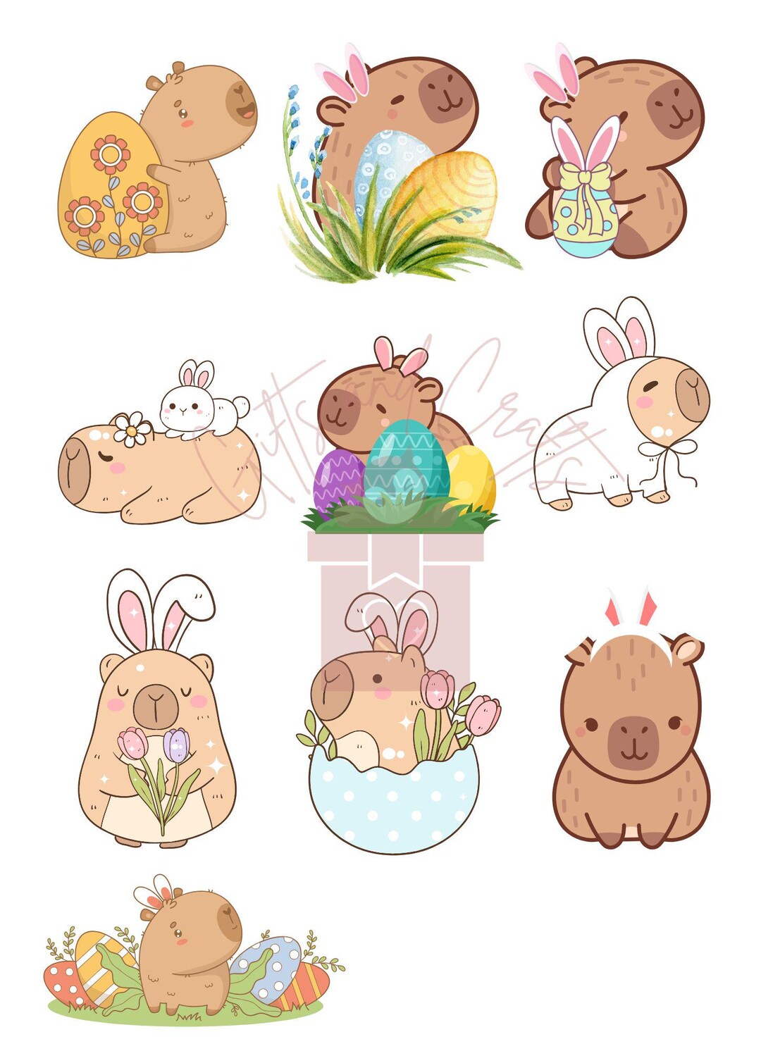 Stickers + 2 Digital Capybara Easter Gift Paper - Holy Week - Etsy