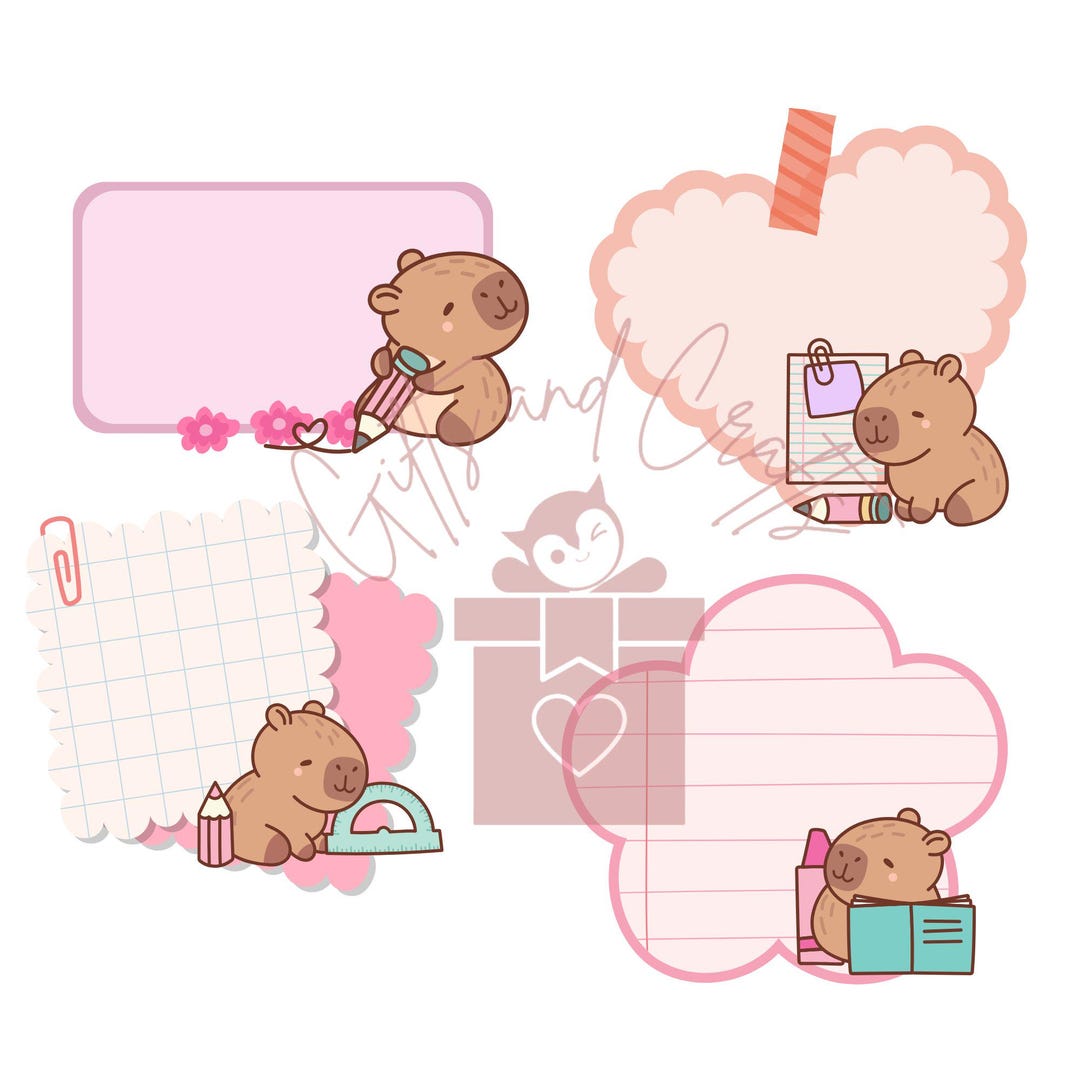 Capybaras Stickers Office PDF.PNG.PSD - Etsy