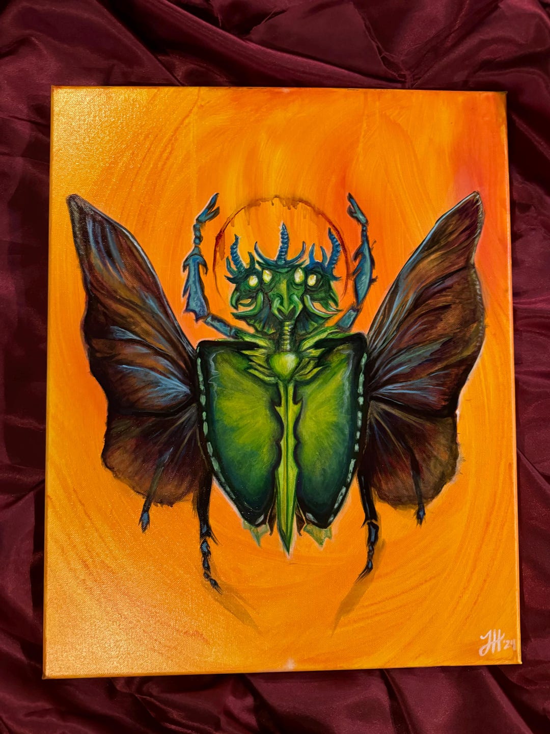 Original Painting Scarab Cherubim - Etsy
