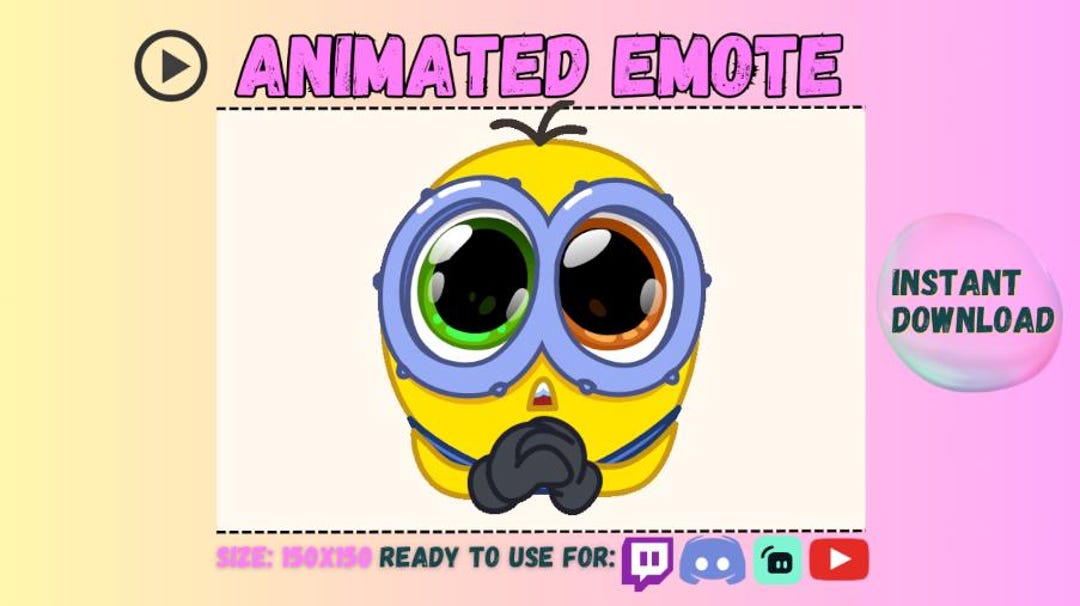 Twitch HAPPY SHY MINION Eyes Emote Animated Sub Emoticon/yellow Minions ...