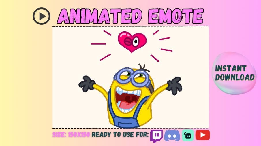 Twitch 13 MINION EMOTE Bundle Animated Pack Sub Emoticon/anime Minions ...