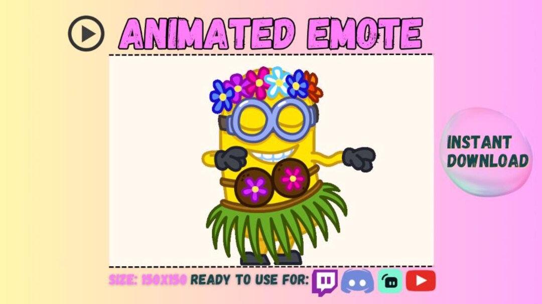 Twitch CHILL MINION MUSIC Disco Emote Animated Sub Emoticon/yellow ...