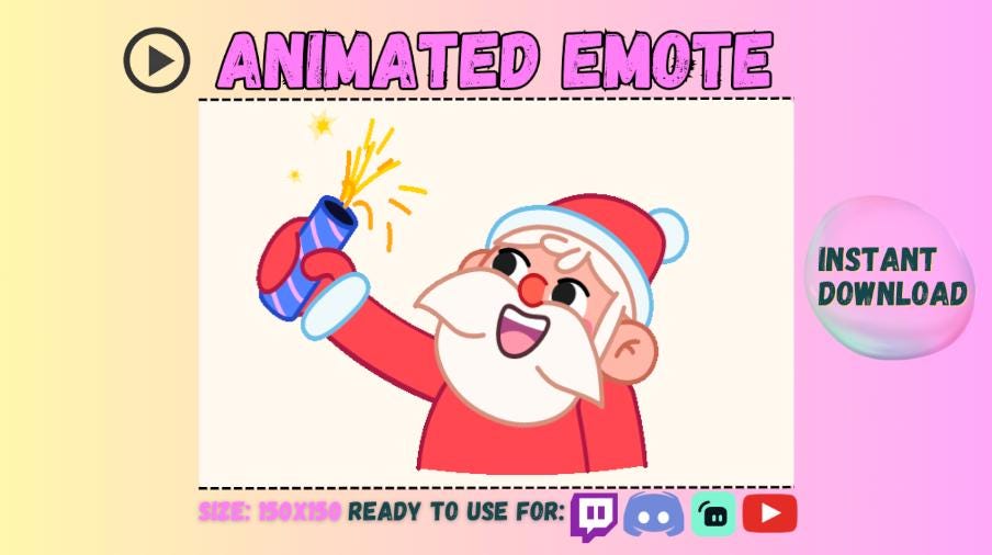Twitch 12 SANTA EMOTE BUNDLE Animated Pack Sub Emoticon/white Beard Red ...
