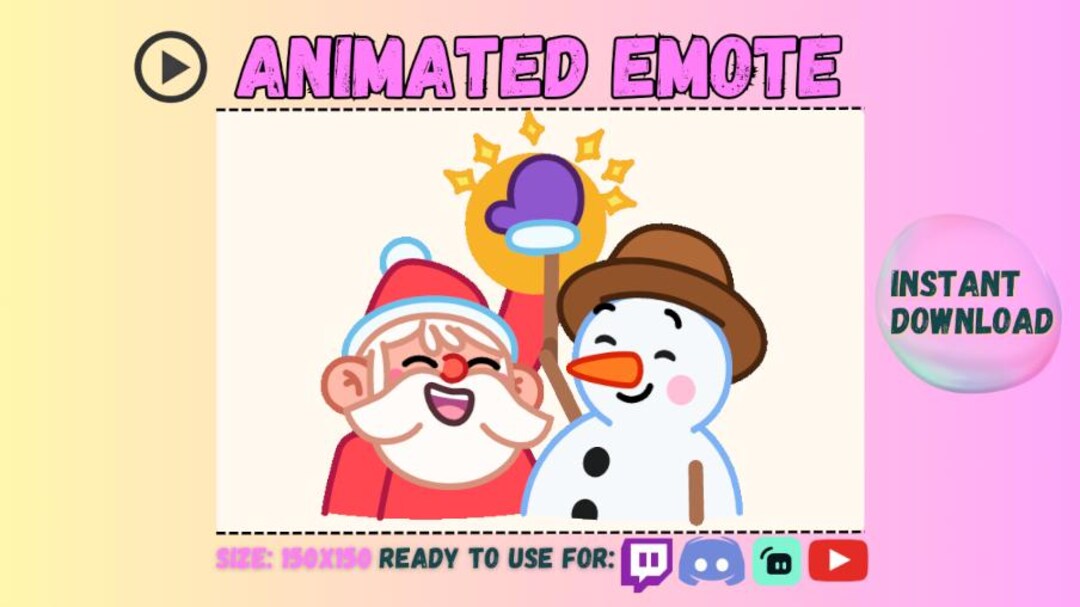 Twitch CLAP SANTA CLAUS Animated Twitch Sub Emote/holiday Emoji/white ...