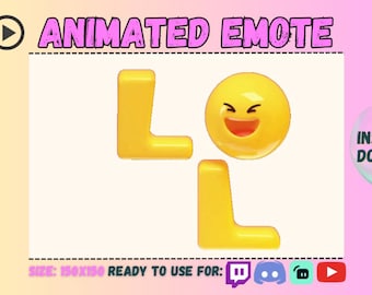 Animated LOL Text Chat Emote Twitch Emoji/yellow Joy Happy Laugh 3D ...