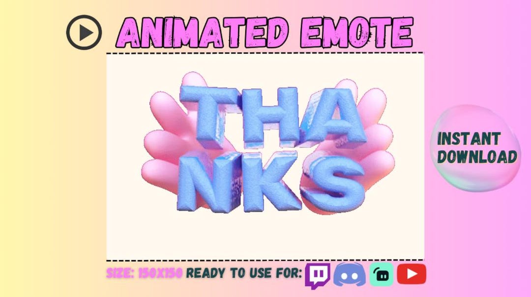 Twitch Thanks Animated Sub Emote Big Emoji /text Emotes Thanking Pink ...