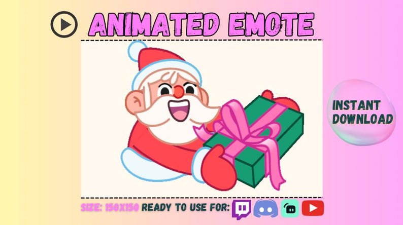 Twitch 12 SANTA EMOTE BUNDLE Animated Pack Sub Emoticon/white Beard Red ...