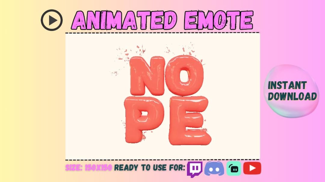 Twitch NOPE Animated Text Chat Emote Emoji/joy Cross 3D Emotes/dialog ...