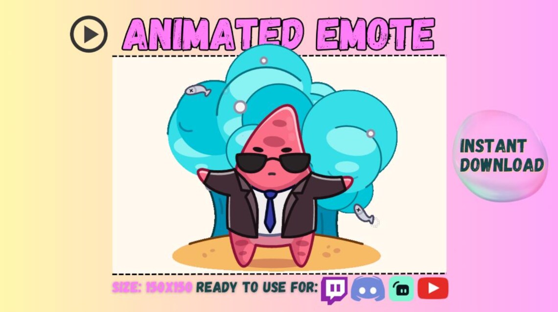 Twitch STAR WATER MAGICIAN Animated Sub Swag Emote Jumping/pink ...
