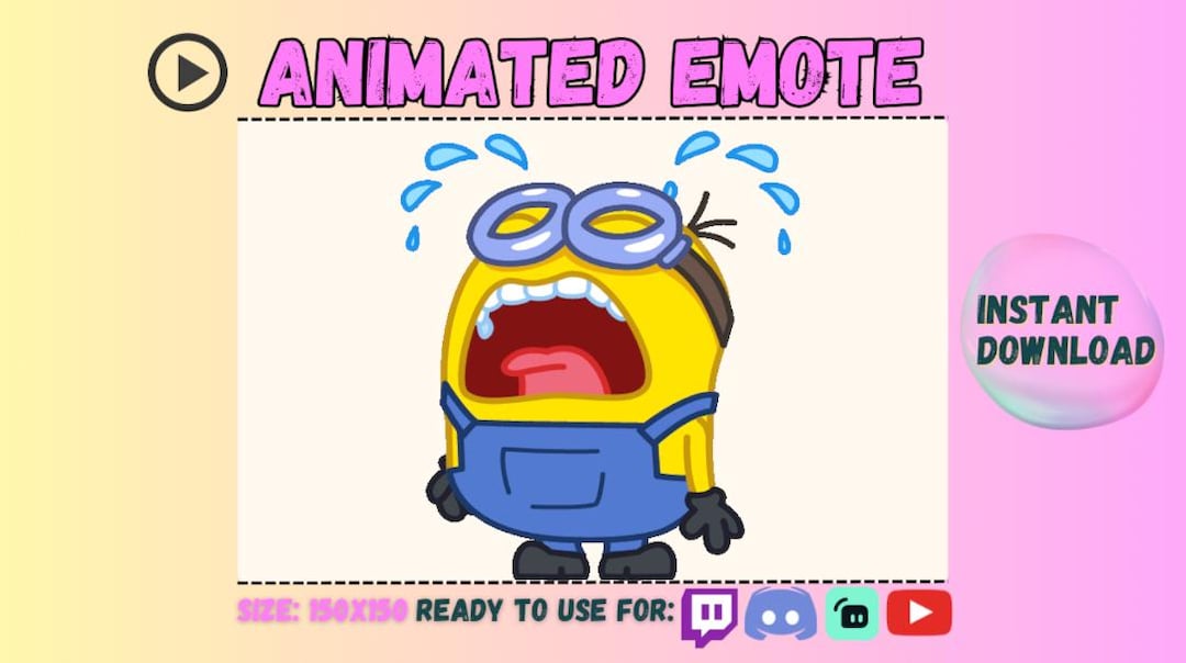 Twitch CRYING MINION EYES Cry Emote Animated Sub Emoticon/yellow ...