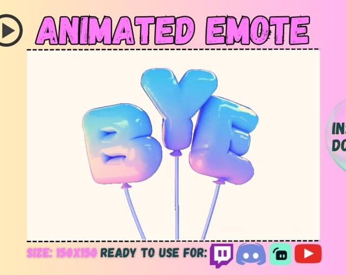 Twitch Goodbye Bye Animated Sub Emote Big Letters Emoji/text Emotes ...