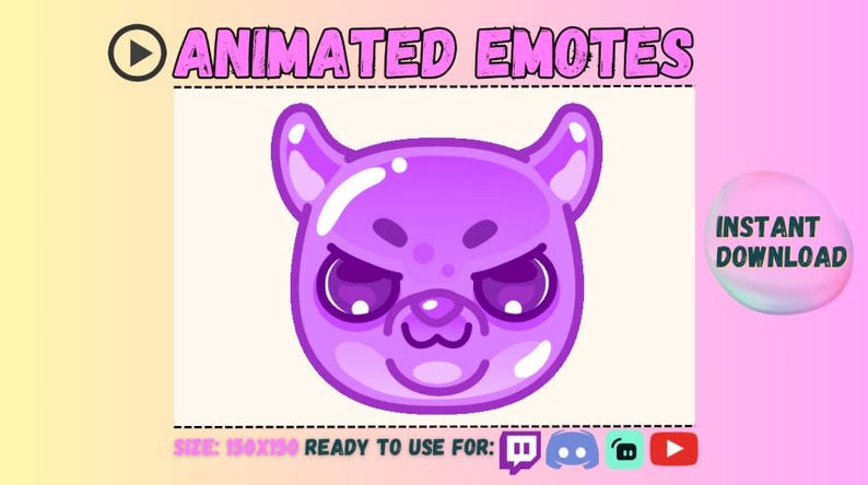Twitch JELLY BEAR DEVIL Evil Cheeky Emote Animated Winky Emoticon/shiny ...