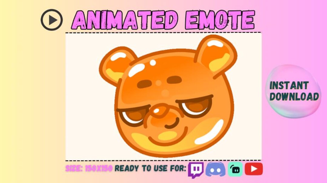 Twitch JELLY BEAR WINK Sexy Smirk Cheeky Emote Animated Coffee Winky ...