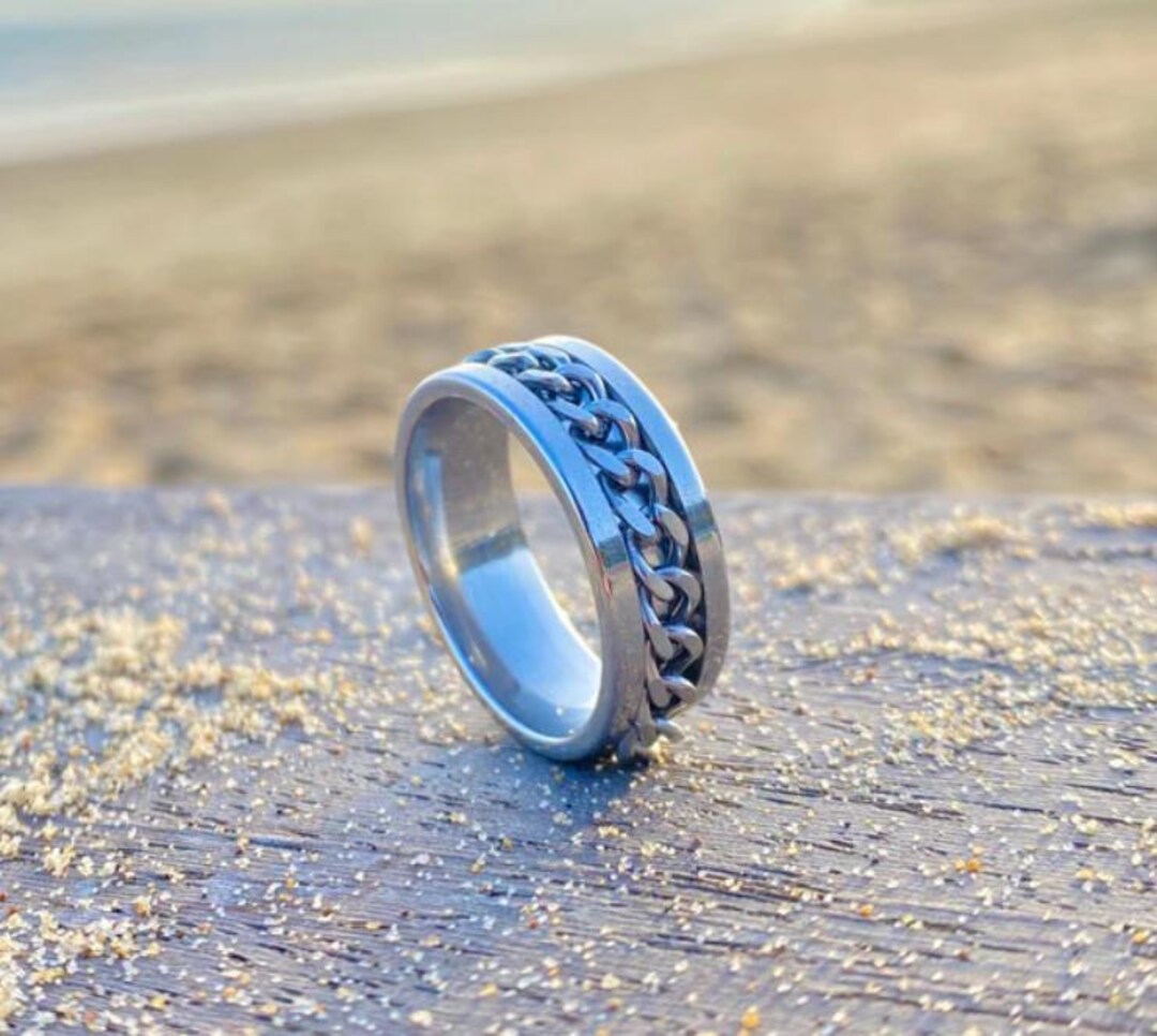 Cuban Chain Spinner Ring, Spinner Ring, Chain Ring, Men Gift Ring ...