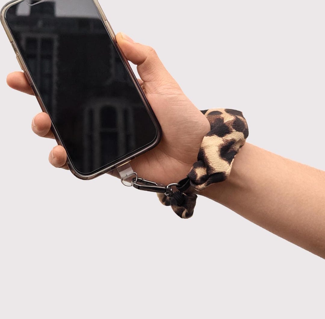 Scrunchie Elastic Wrist Phone Strap With Clear Tether Tab for Mobile ...