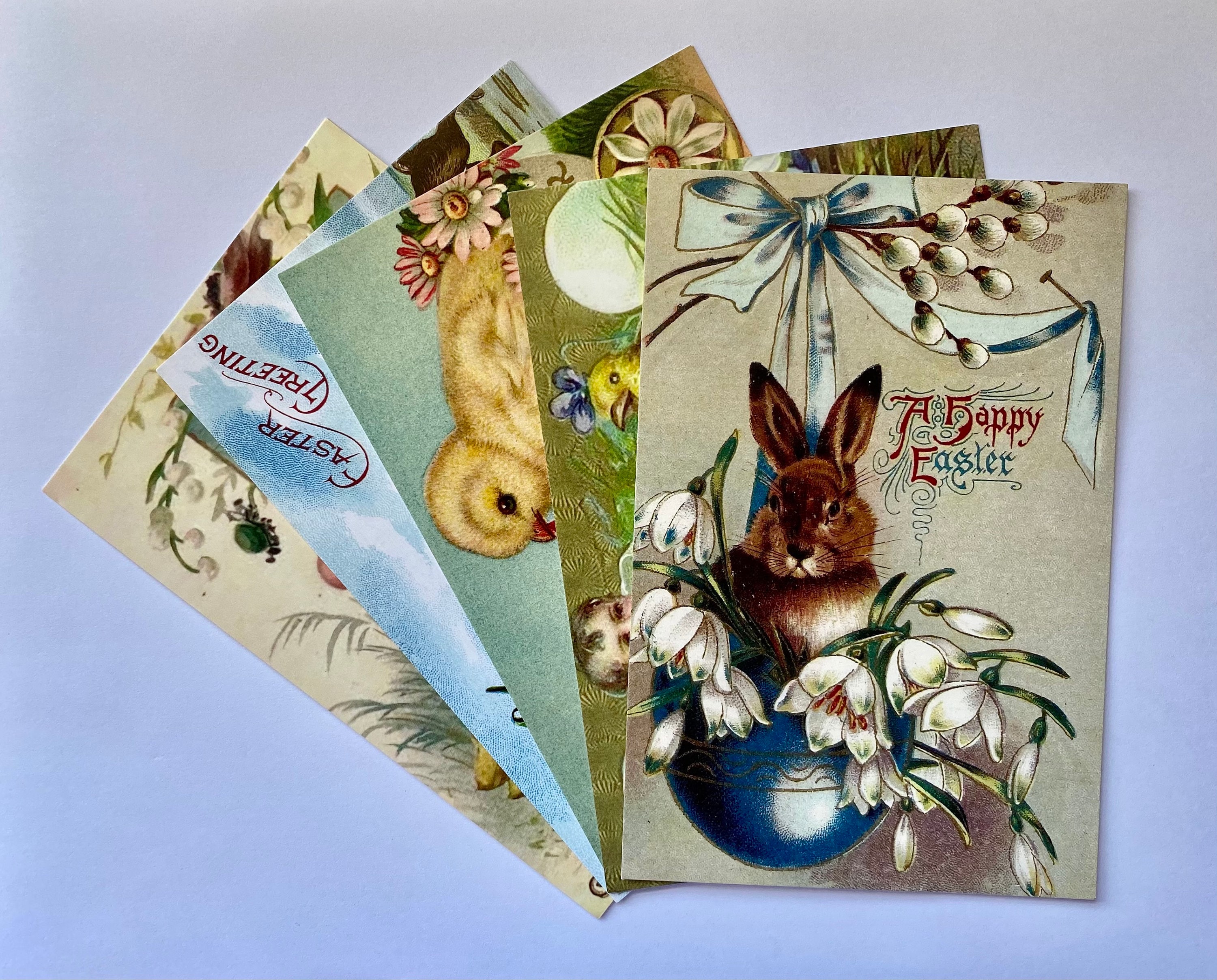 Five Friendly Easter Greetings Postcards | Etsy