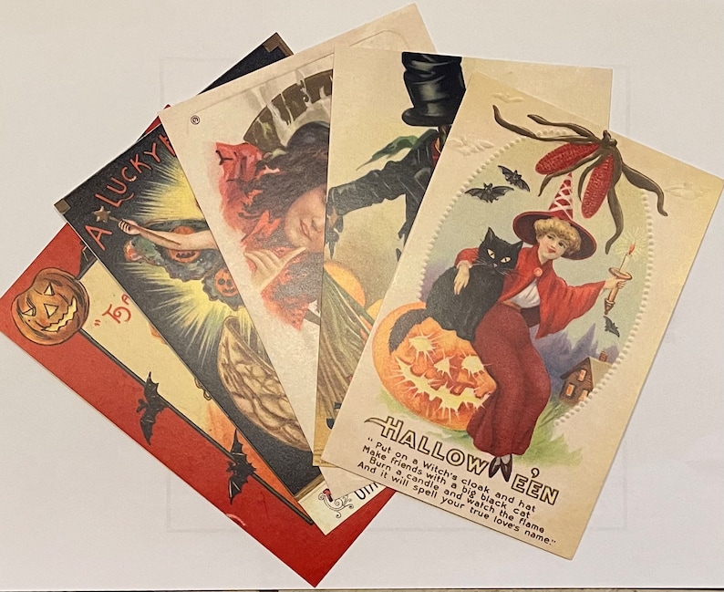 Five Fun Retro Reproduction Halloween Postcards. - Etsy