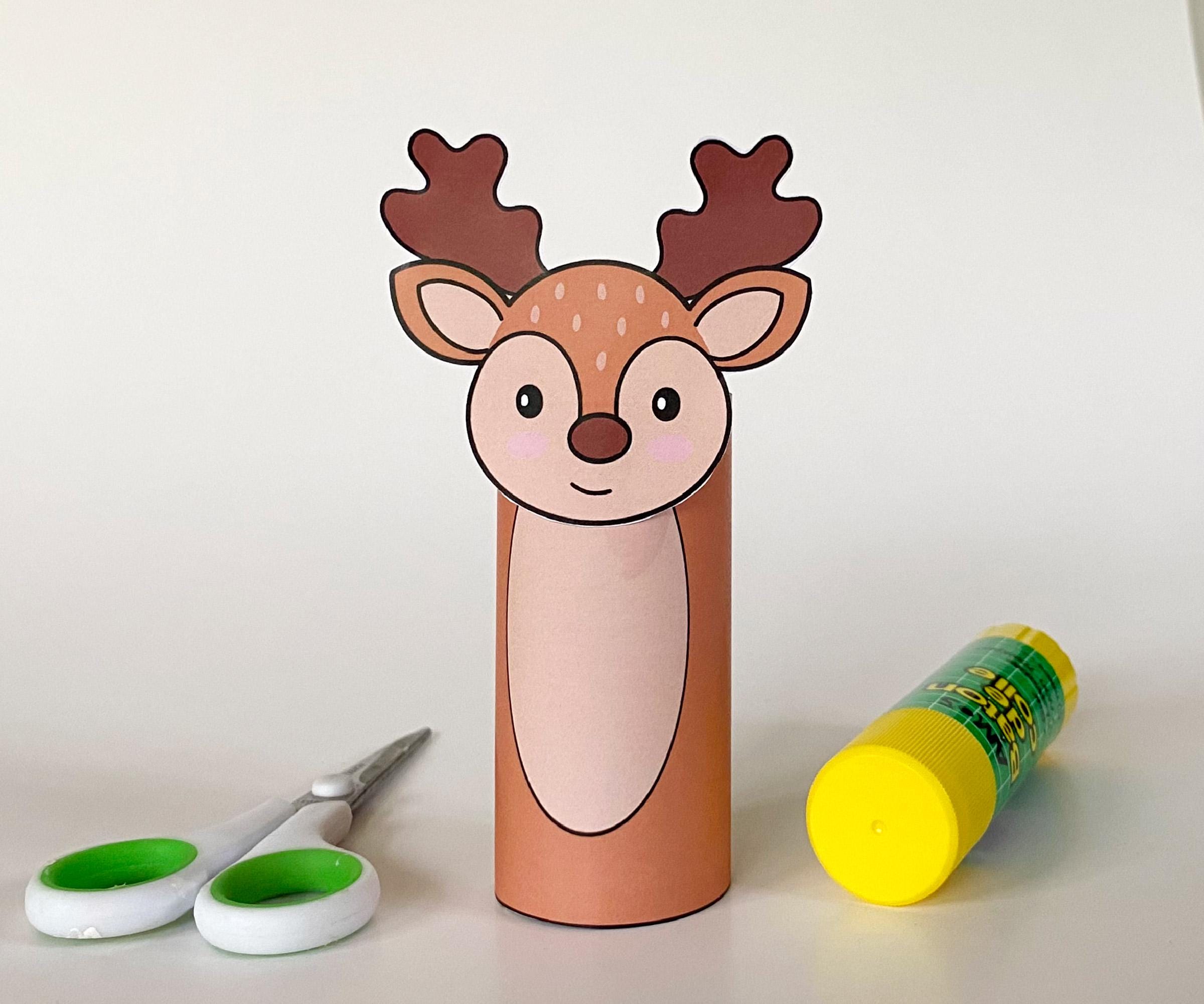 Reindeer Cut and Paste Printable Craft Christmas Kids Activity Coloring ...