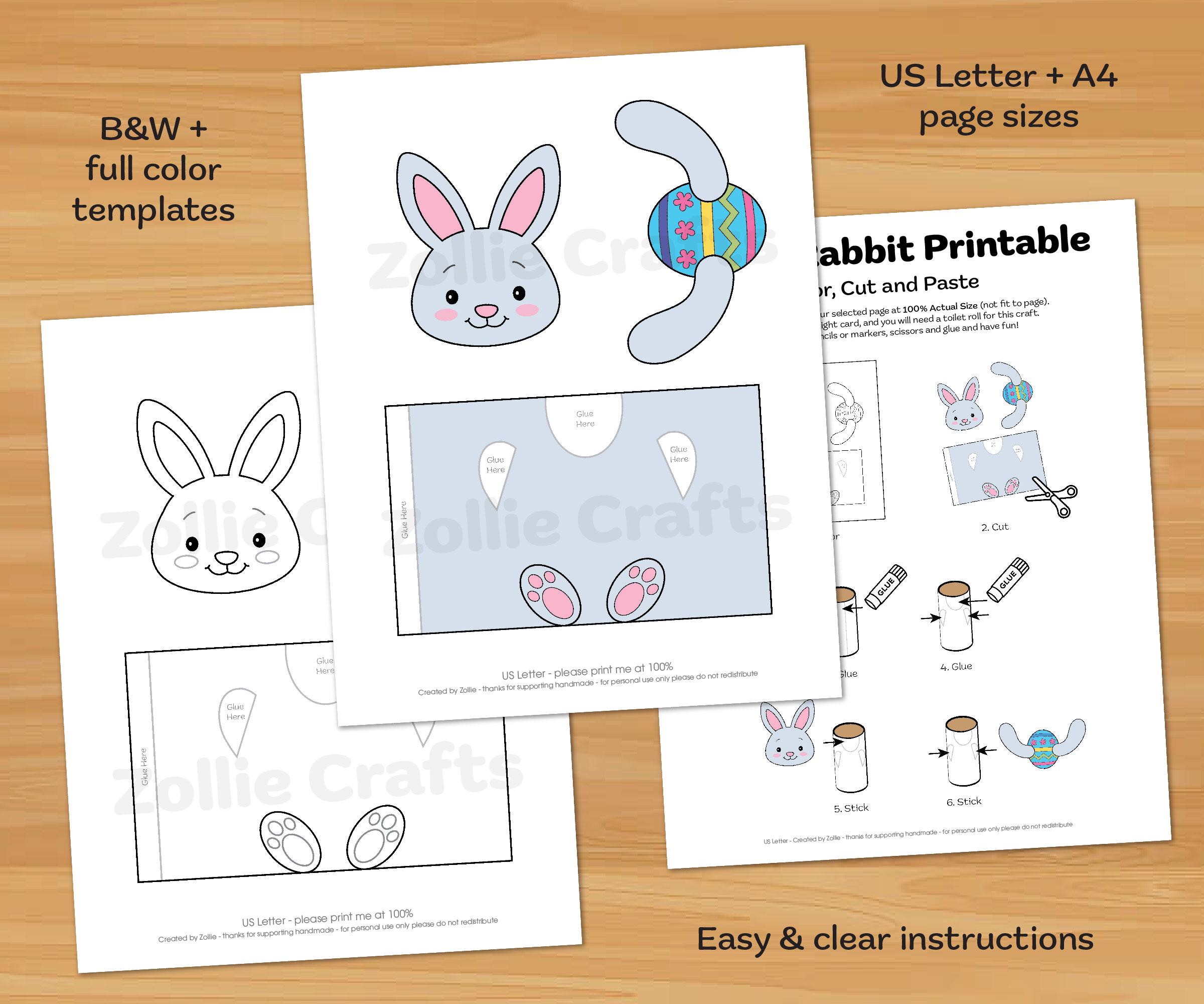 Easter Bunny Craft! Printable Cut and Paste Activity for Kids - DIY ...