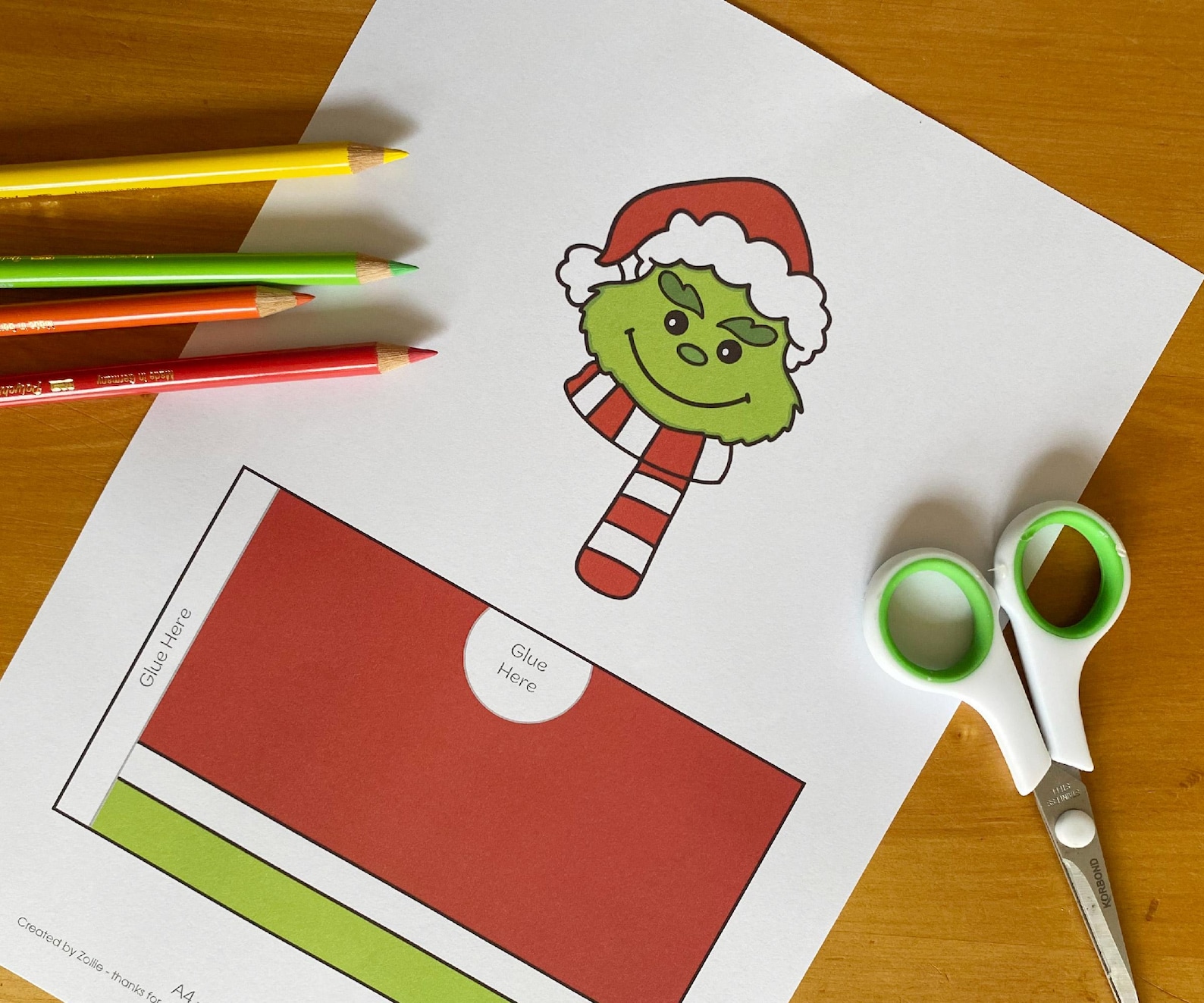 Grinch Cut and Paste Printable! Christmas Craft, Kids Activity ...