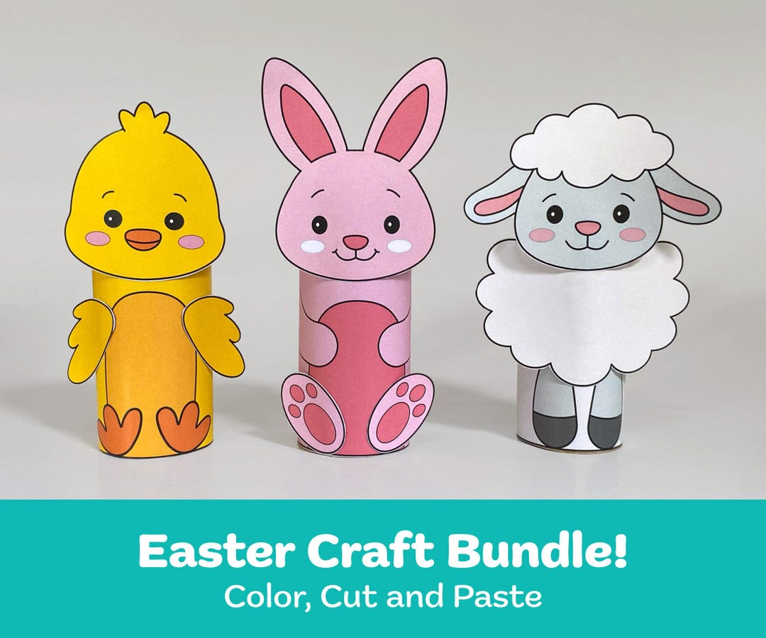 Easter Bunny Craft Bundle: Cut & Paste DIY Decorations (digital ...