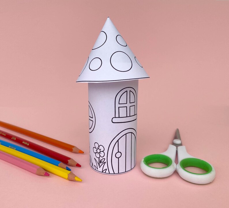 Fairy House Craft! - Cut and Paste Activity for Kids - Toadstool House ...