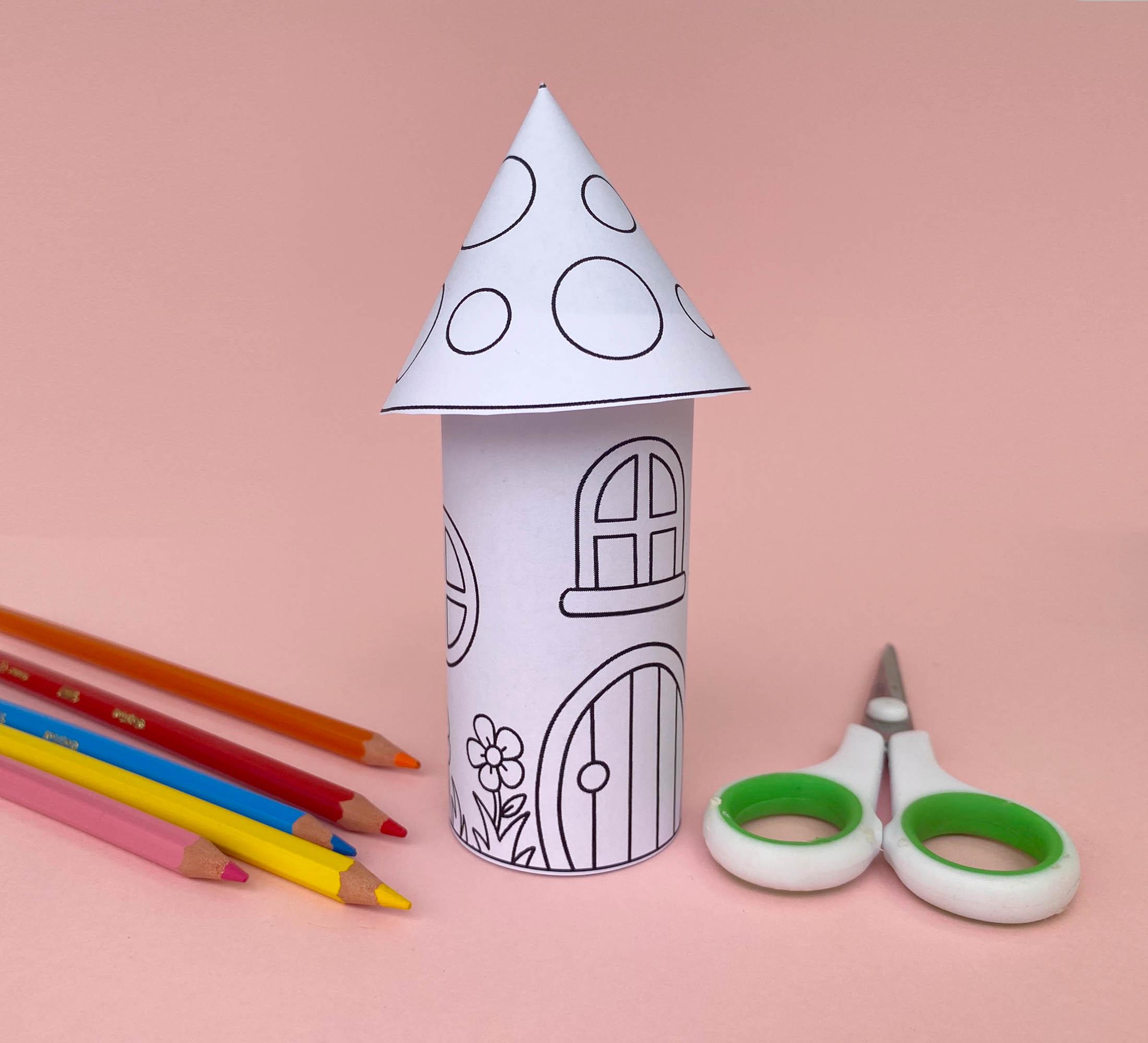 Fairy House Craft: Toadstool House Coloring Page (digital Download) - Etsy