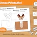 Reindeer Cut and Paste Printable Craft Christmas Kids Activity Coloring ...