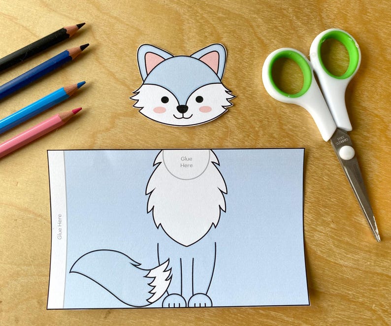 Arctic Fox Craft: Cut & Paste Toilet Roll Printable (digital Download ...