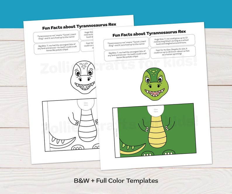 3D Tyrannosaurus Rex! Cut and Paste Printable, Kids Coloring Activity ...