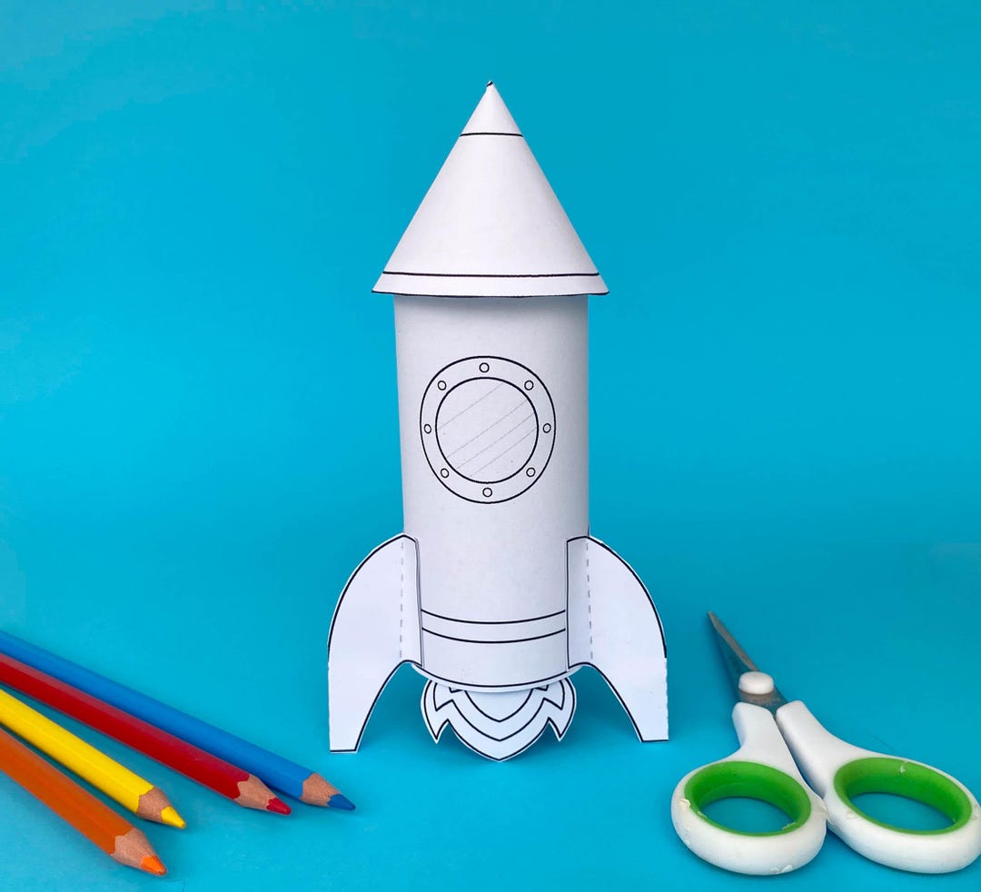 Rocket Ship Printable Cut and Paste Activity for Kids Space Theme ...