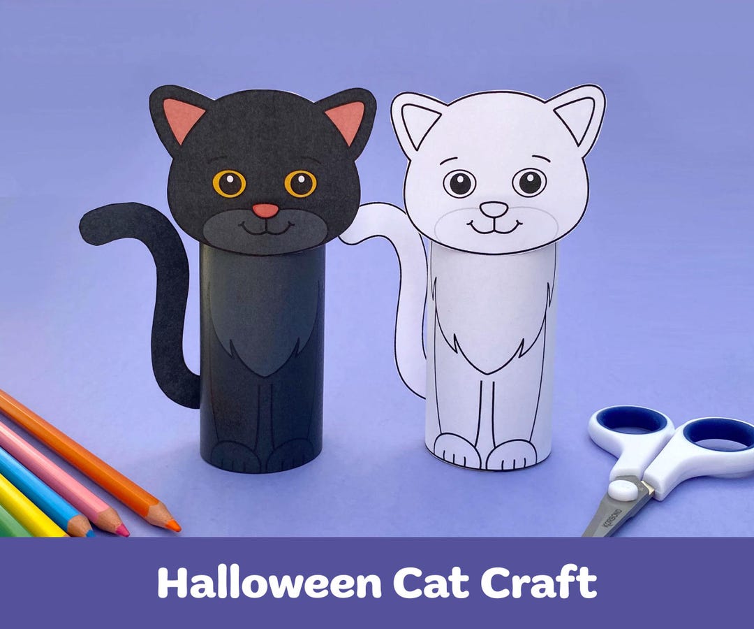 Halloween Cat Craft: Cut & Paste Activity - Toilet Roll Printable ...
