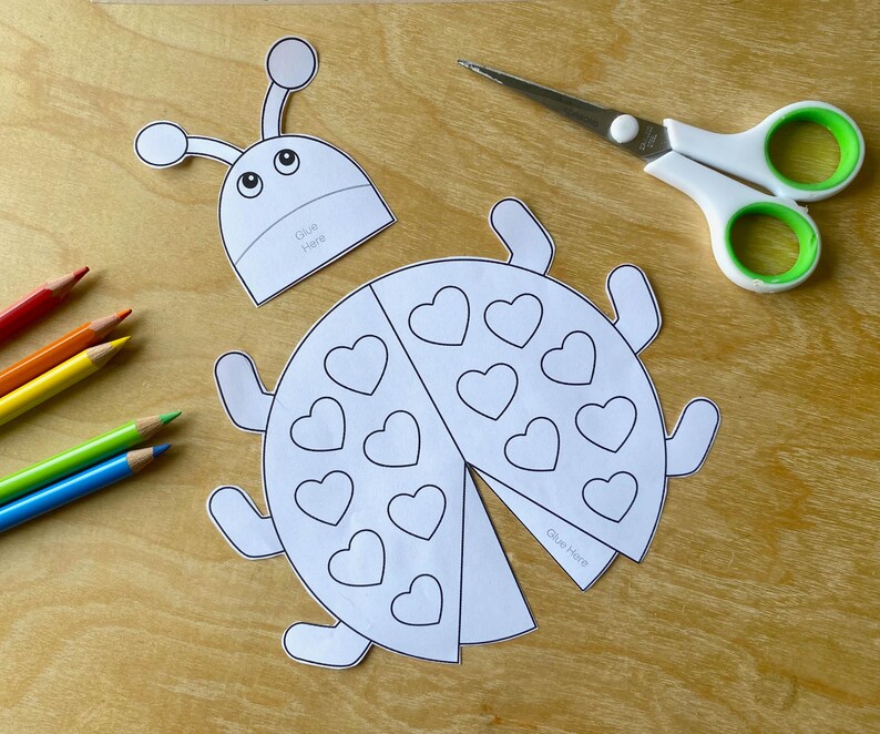 Ladybug Craft for Kids: Cut & Paste Coloring Activity (digital Download ...