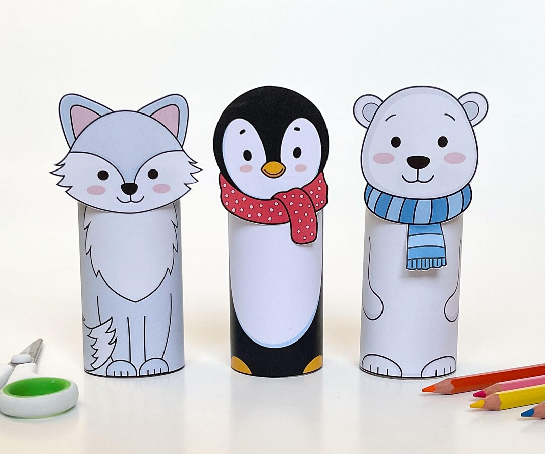 Penguin Printable Bundle Includes an Arctic Fox and a Polar Bear, Cut ...