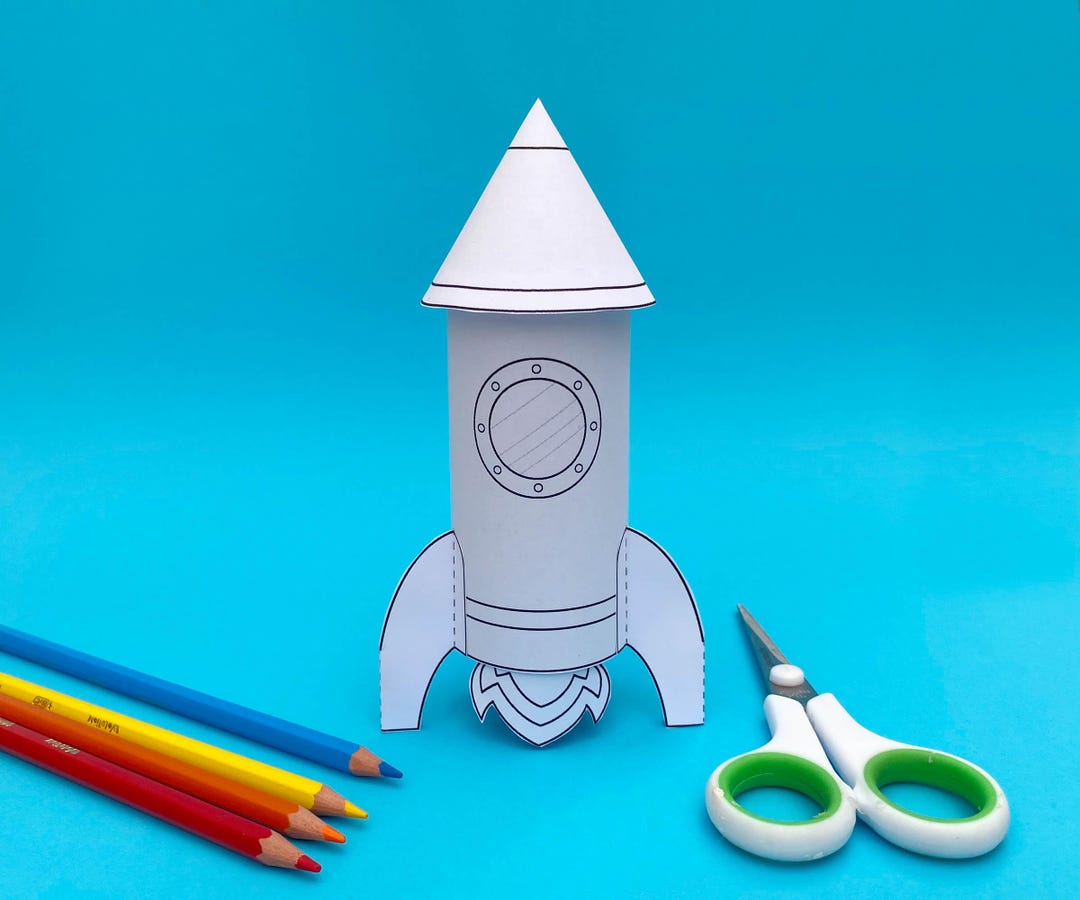 Rocket Ship Craft! - Cut and Paste Activity for Kids - 3D Space Theme ...