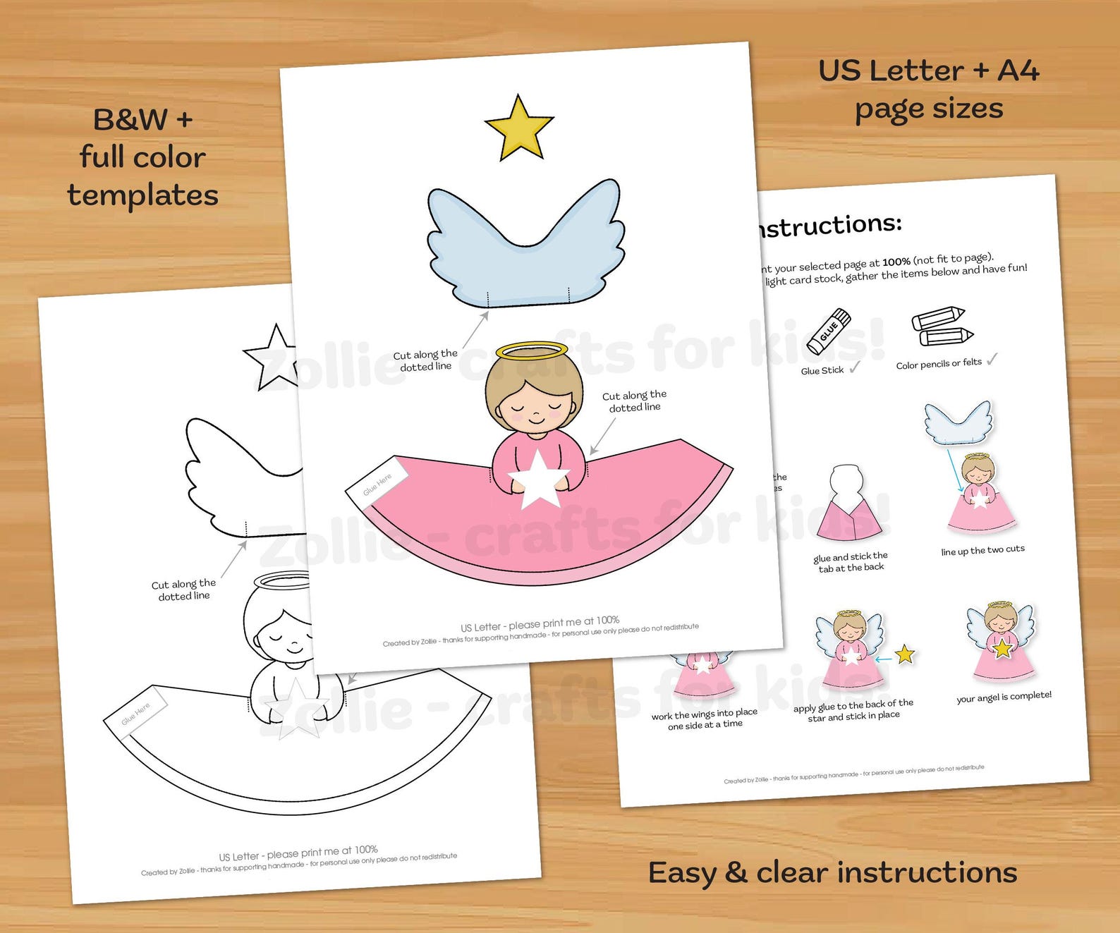 Angel Printable! Cut and Paste Kids Craft, Coloring Fun, Paper ...