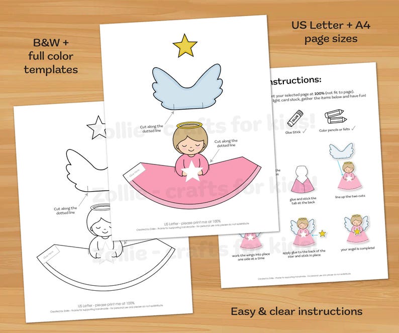 Angel Printable! Cut and Paste Kids Craft, Coloring Fun, Paper ...