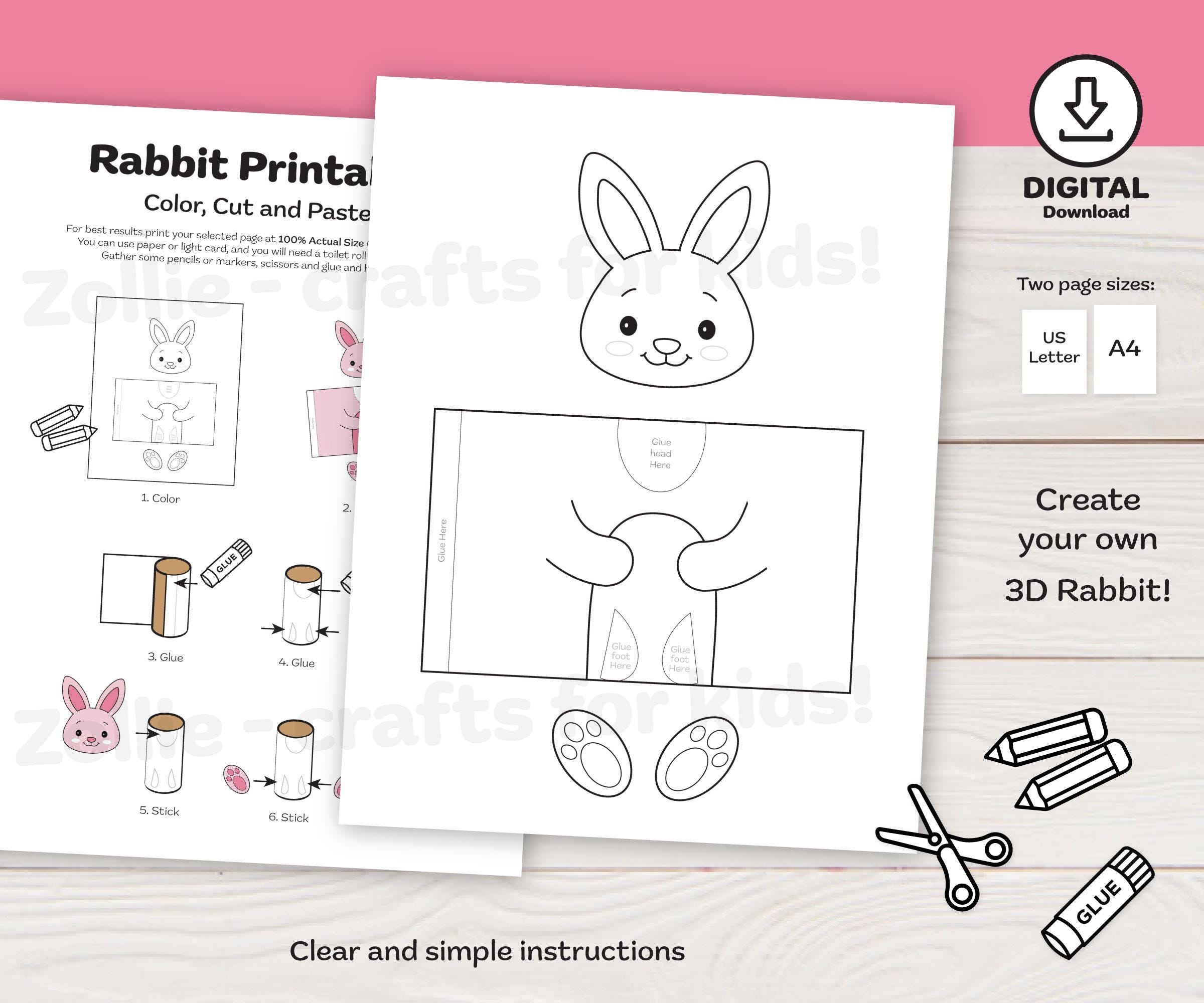 Easter Bunny Craft: Cut & Paste Activity for Kids (PDF) - Etsy
