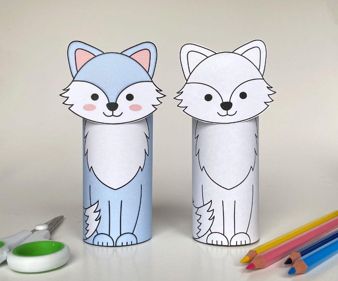 Arctic Fox Craft! Cut and Paste Printable, Winter Craft, Kids Coloring ...