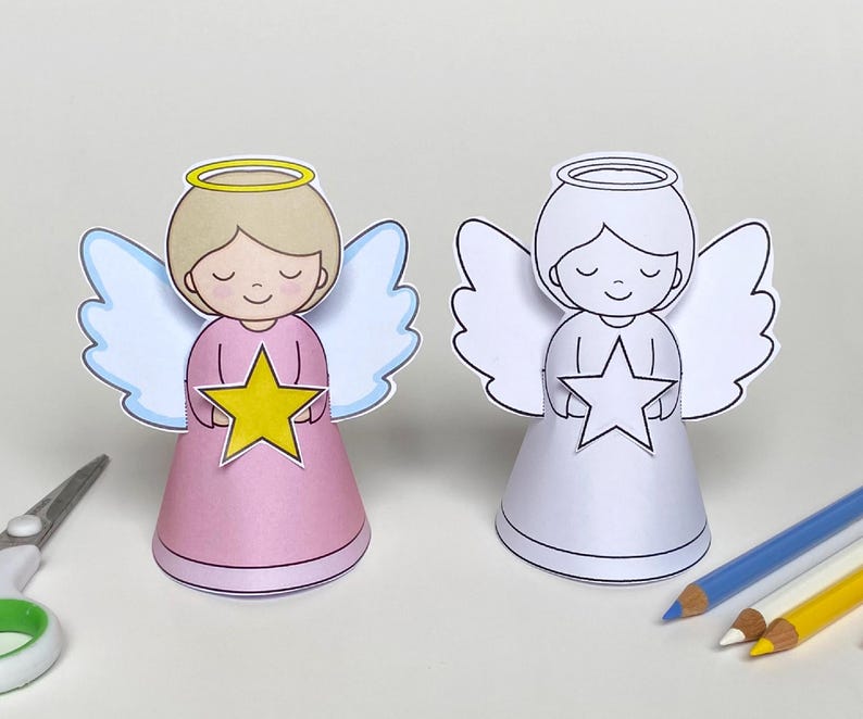 Angel Printable! Cut and Paste Kids Craft, Coloring Fun, Paper ...