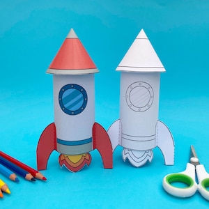 3D Rocket Ship Craft: Cut & Paste Activity (PDF Printable) - Etsy
