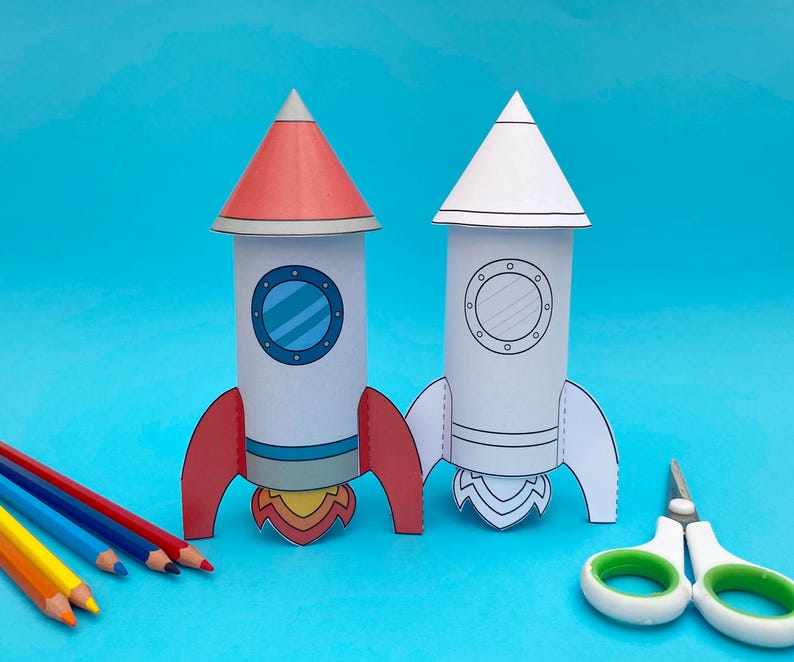 Rocket Ship Craft! - Cut and Paste Activity for Kids - 3D Space Theme ...