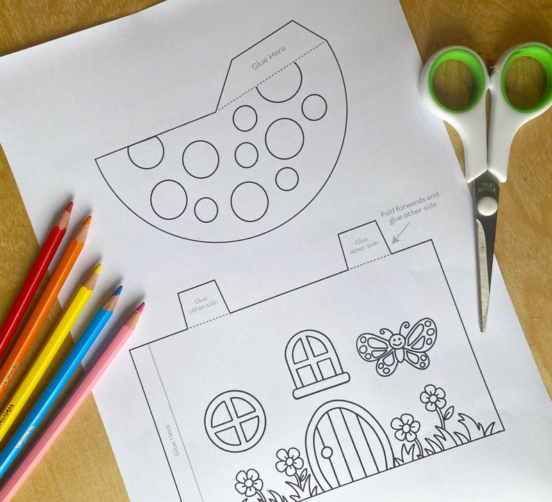Fairy House Craft: Toadstool House Coloring Page (digital Download) - Etsy