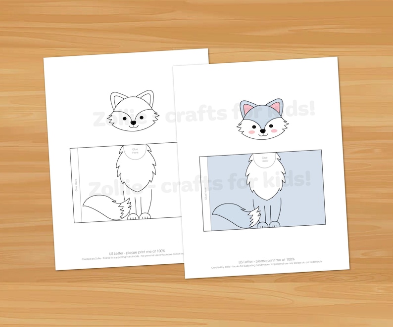 Arctic Fox Craft! Cut and Paste Printable, Winter Craft, Kids Coloring ...